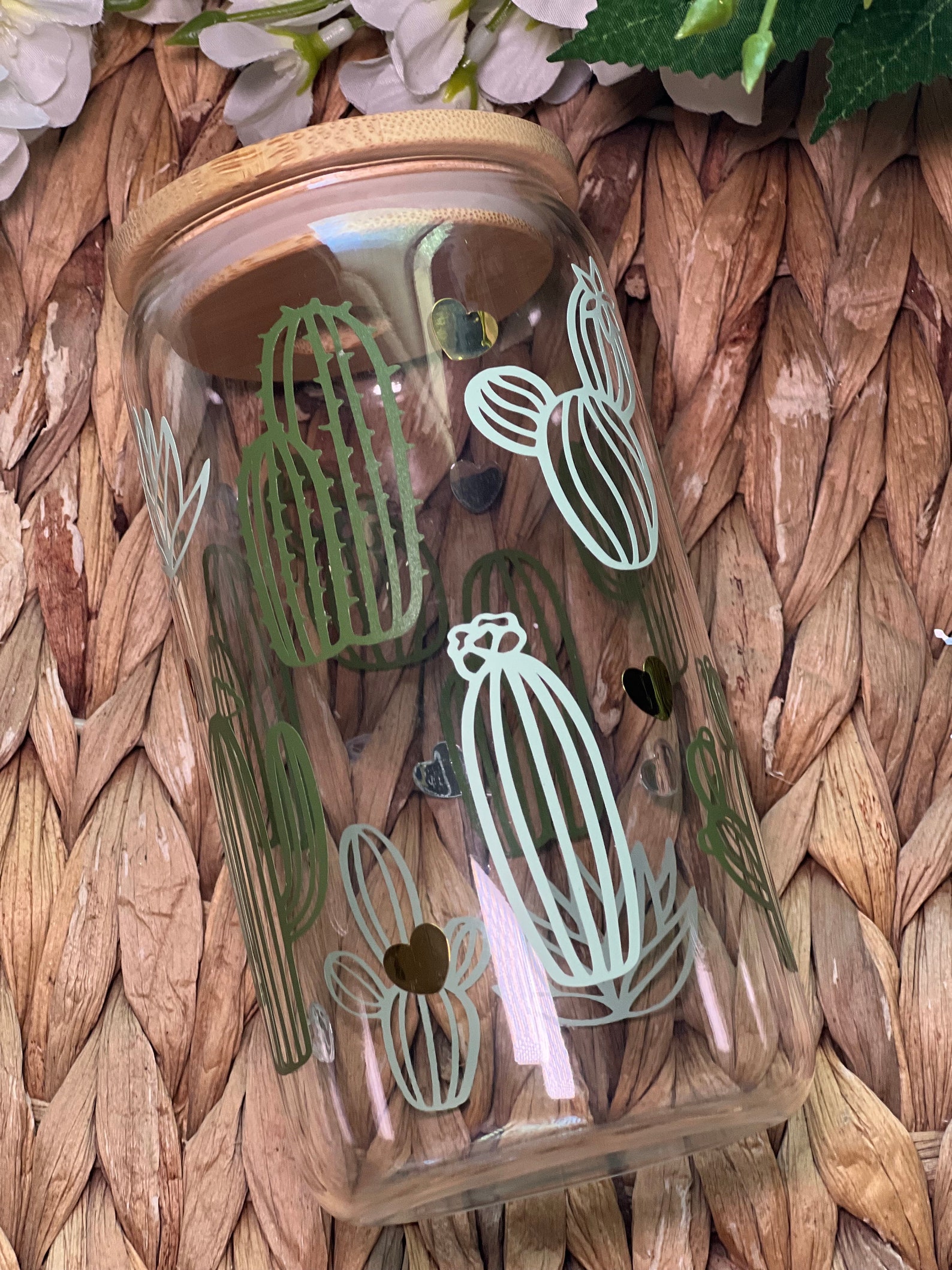 Cactus Drinking Glass | 16oz Cactus Glass | Green Cactus Glass| Cute ...