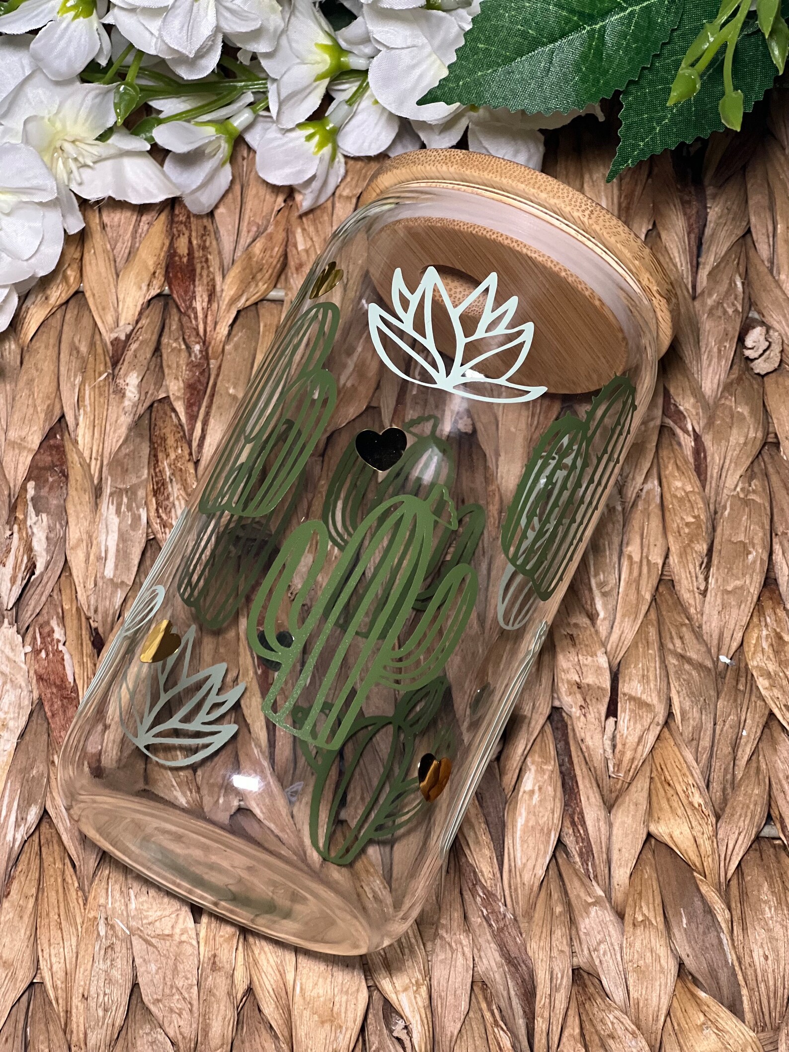 Cactus Drinking Glass | 16oz Cactus Glass | Green Cactus Glass| Cute ...