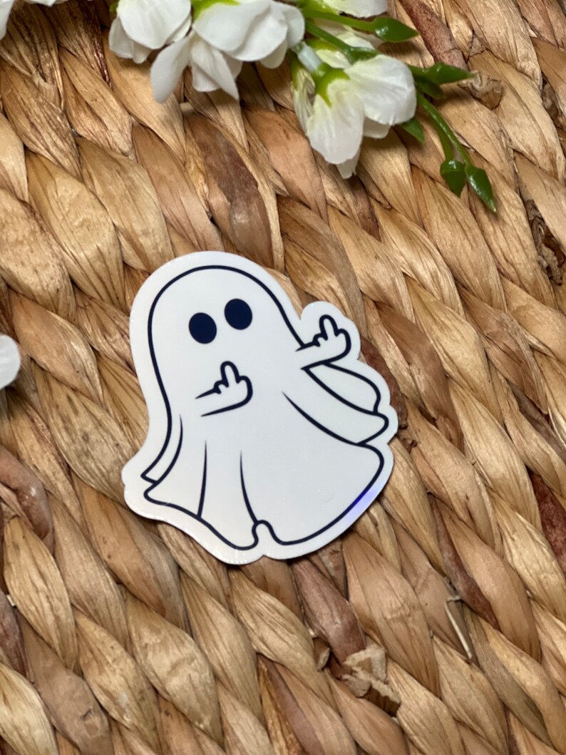 Middle Finger Ghost, Cute Ghost Sticker, Cute Ghost Middle Finger Decal ...