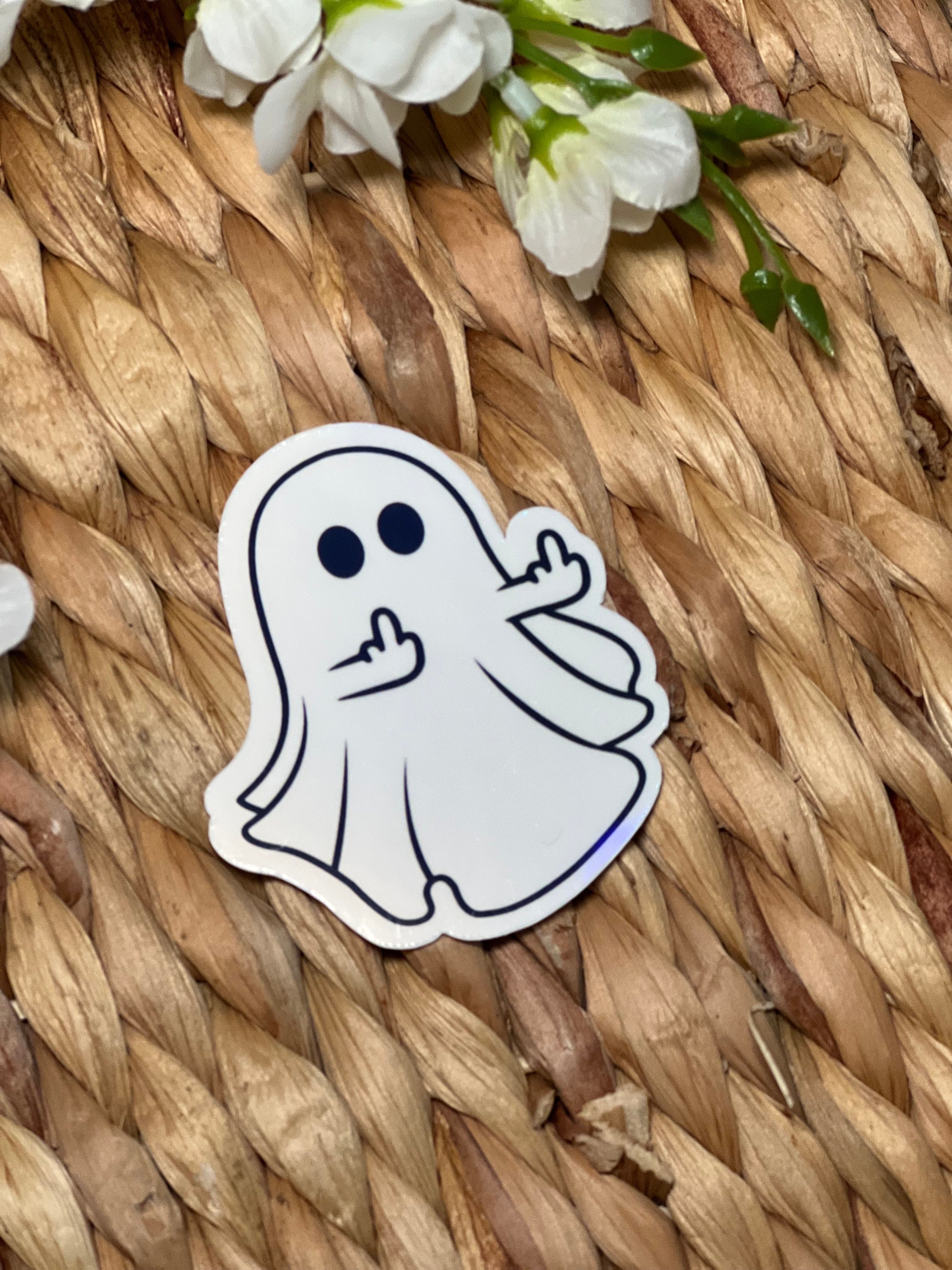 Ghost Middle Finger, Cute Ghost Sticker, Cute Ghost Middle Finger Decal ...