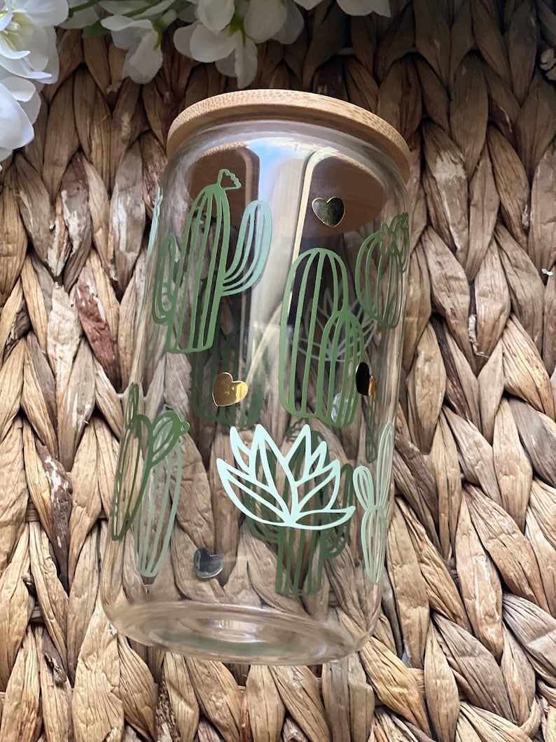 Cactus Drinking Glass | 16oz Cactus Glass | Green Cactus Glass| Cute ...