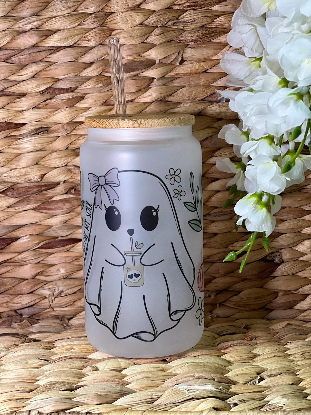 Cute Ghost Drinking Coffee 16 Oz Can | Cold Like My Soul | Ghost With ...