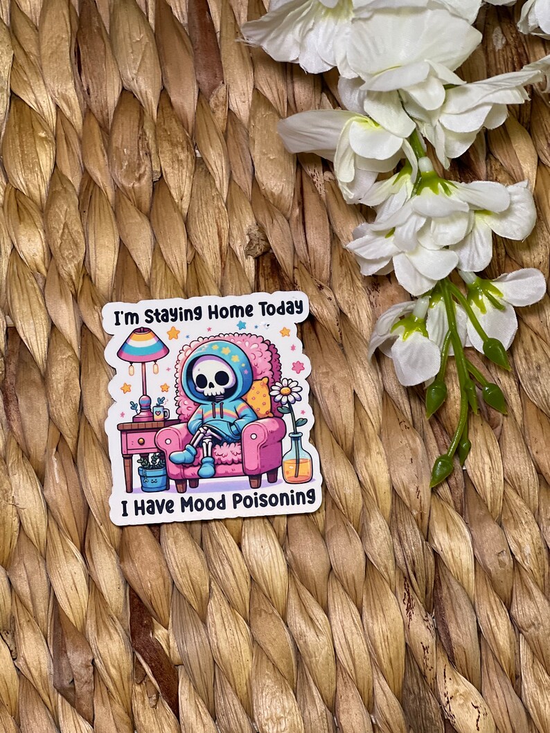 Skeleton Sticker, Holographic Sticker Skeleton With Mood Poisoning ...
