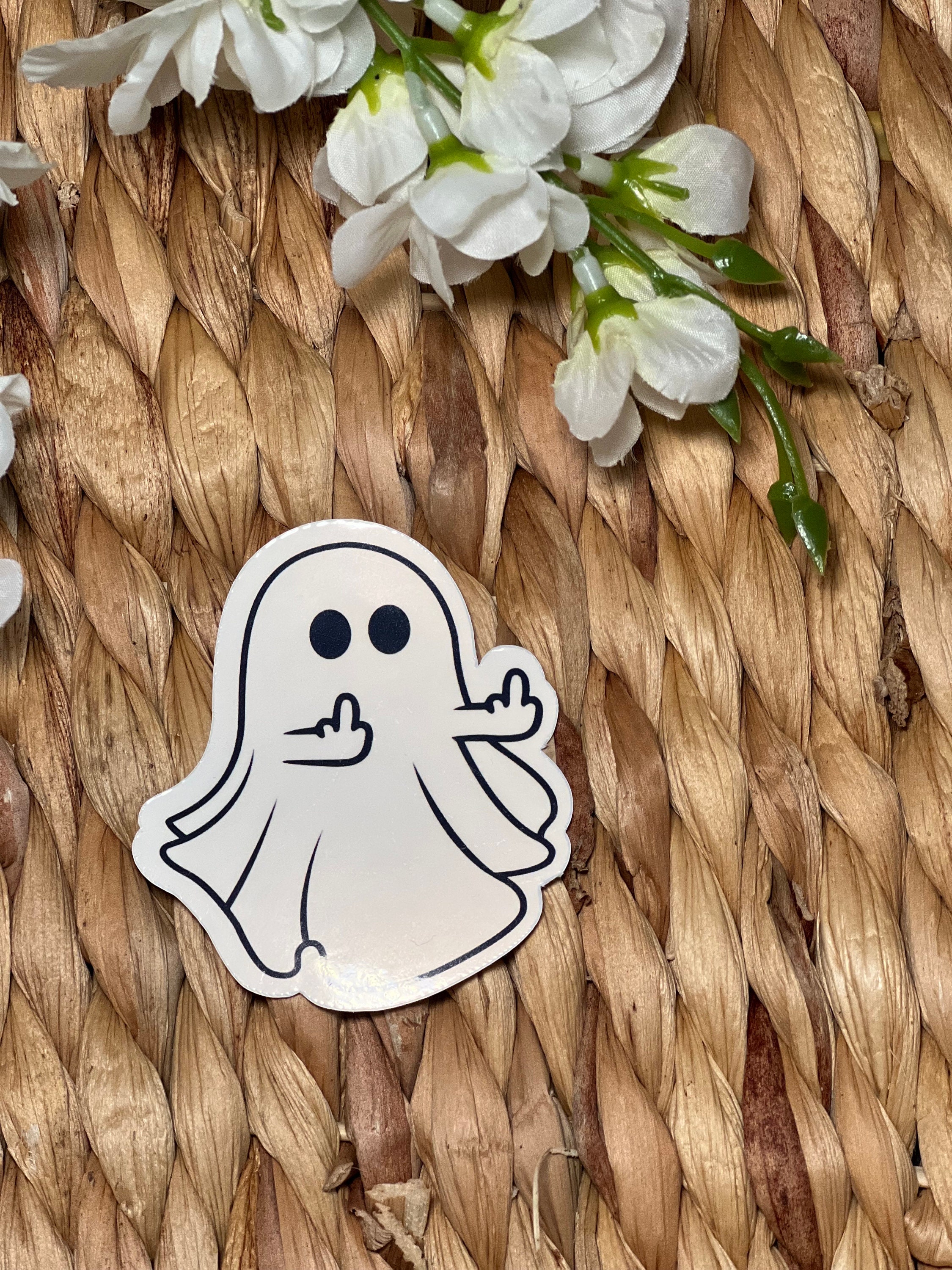 Ghost Middle Finger, Cute Ghost Sticker, Cute Ghost Middle Finger Decal ...