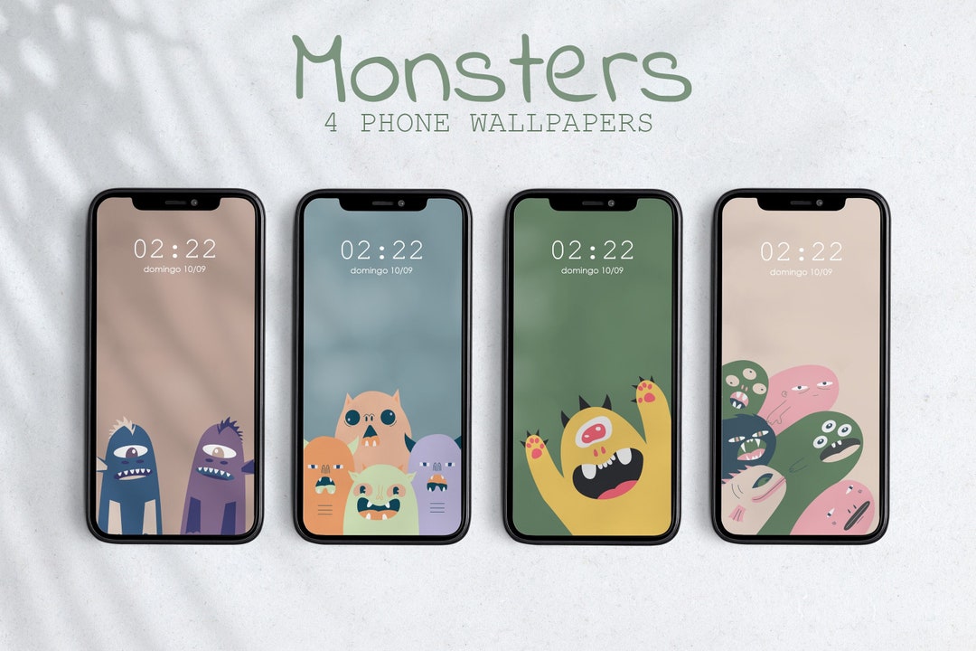 Monsters Phone Wallpaper, Colorful Smartphone Wallpaper Set, Color ...