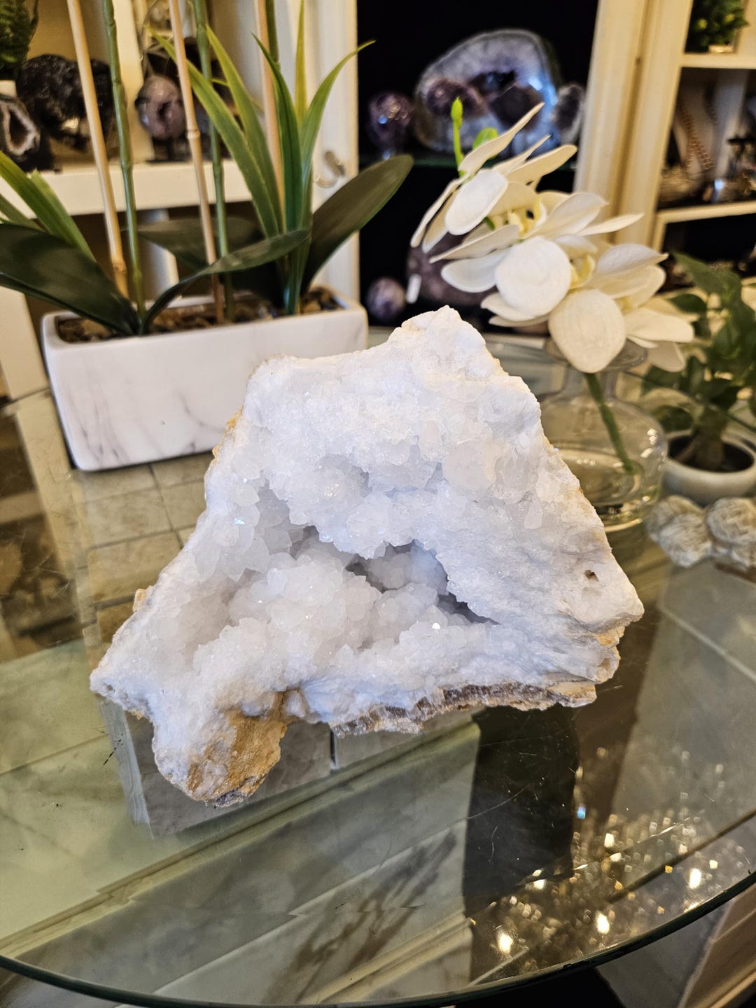 Clear Quartz, Geode, Snowy Quartz, White Crystal, Home Decor, Gift 59 ...