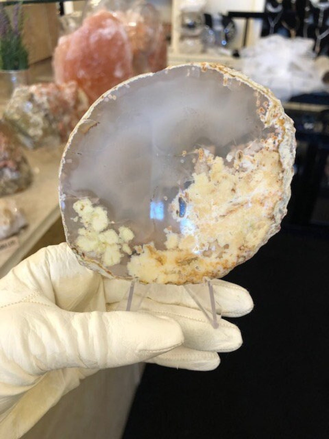 Agate Slice, Beigel Agate, Tan Agate Slice, Healing Crystal, Home Decor ...