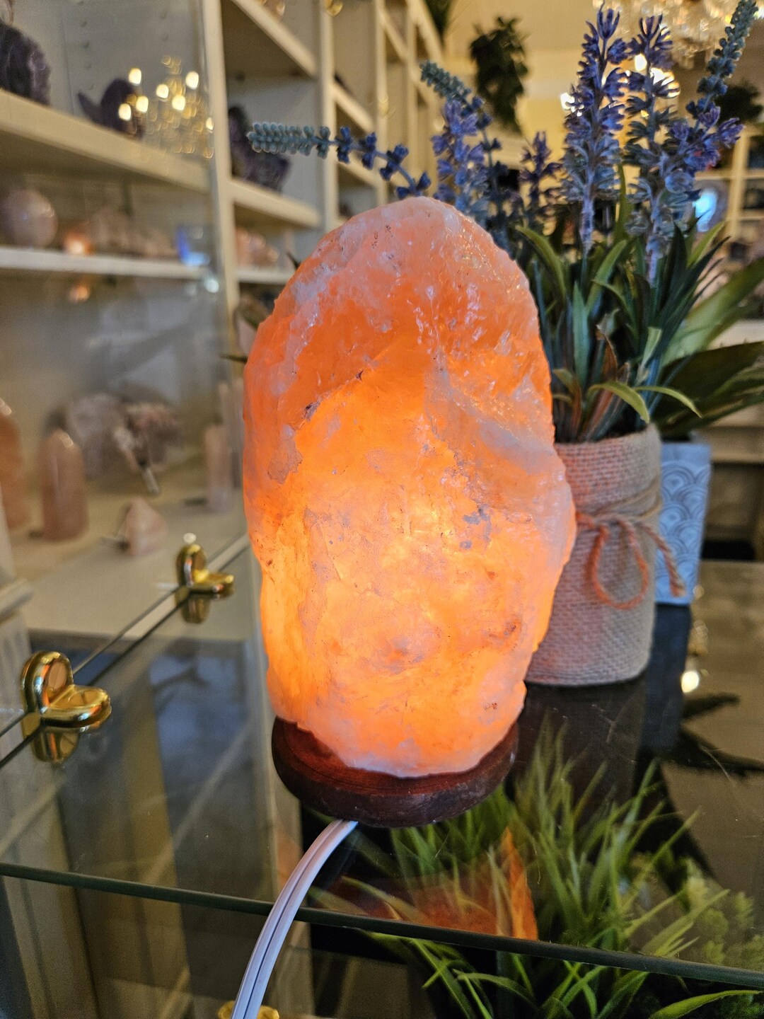 Himalayan Salt Lamp, Cord , Bulb, Rose Wood Base (58) - Etsy