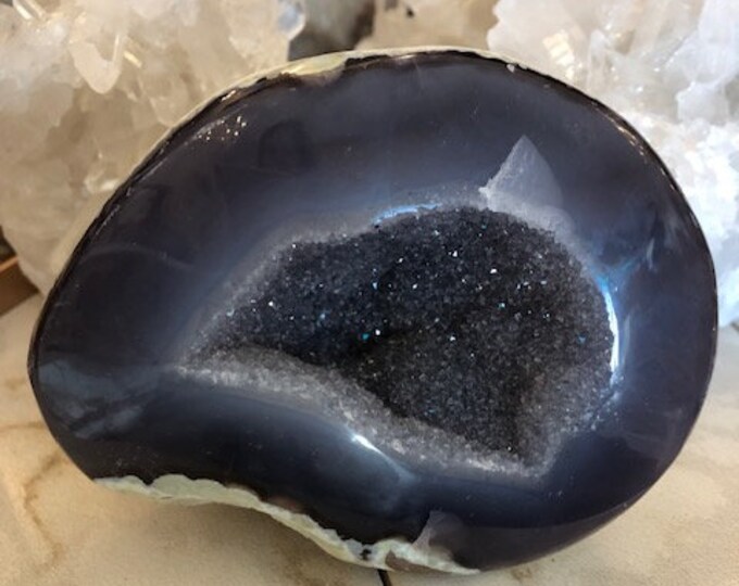Dark Blue, Geode, Agate, Blue Agate, Dark Blue, Light Blue Bands, Druzy ...