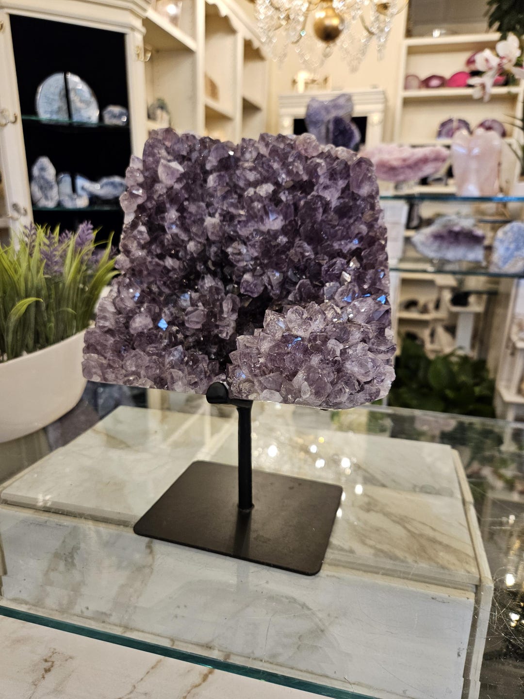 Amethyst, Amethyst Quartz, on Metal Stand, Druzy Geode, Home Decor ...