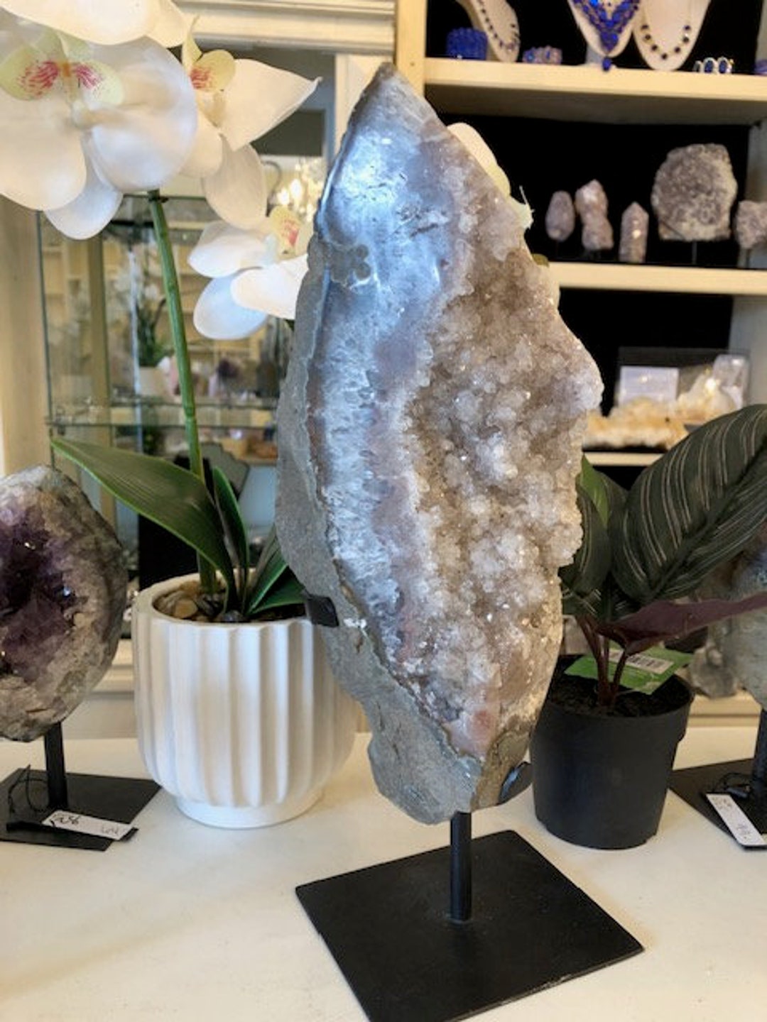 Pink Amethyst, on Metal Stand, Healing Crystal, Home Decor, Gift (24401 ...