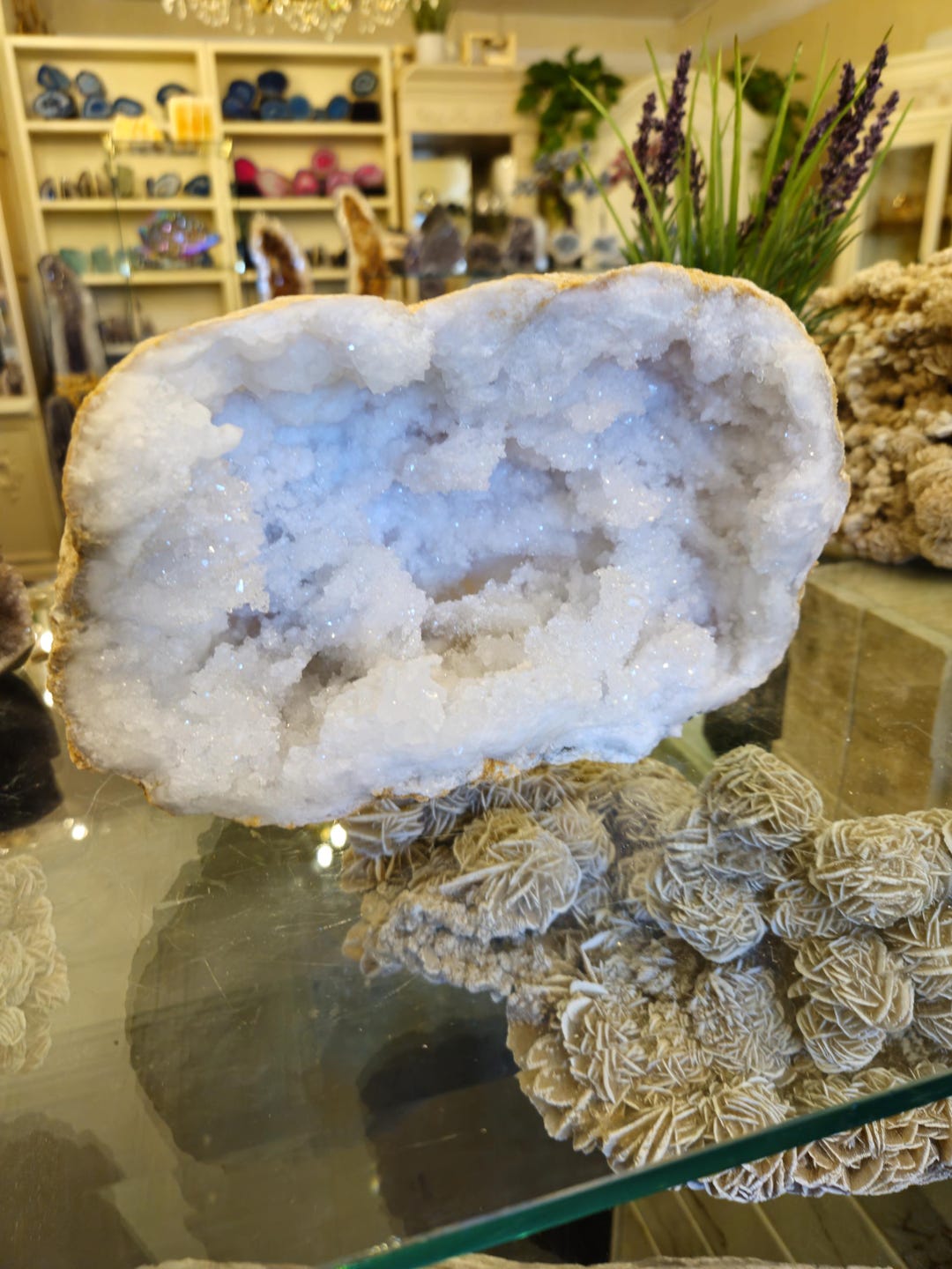 Clear Quartz, Snowy Quartz, Geode, White Crystal, Healing Crystal, Home ...