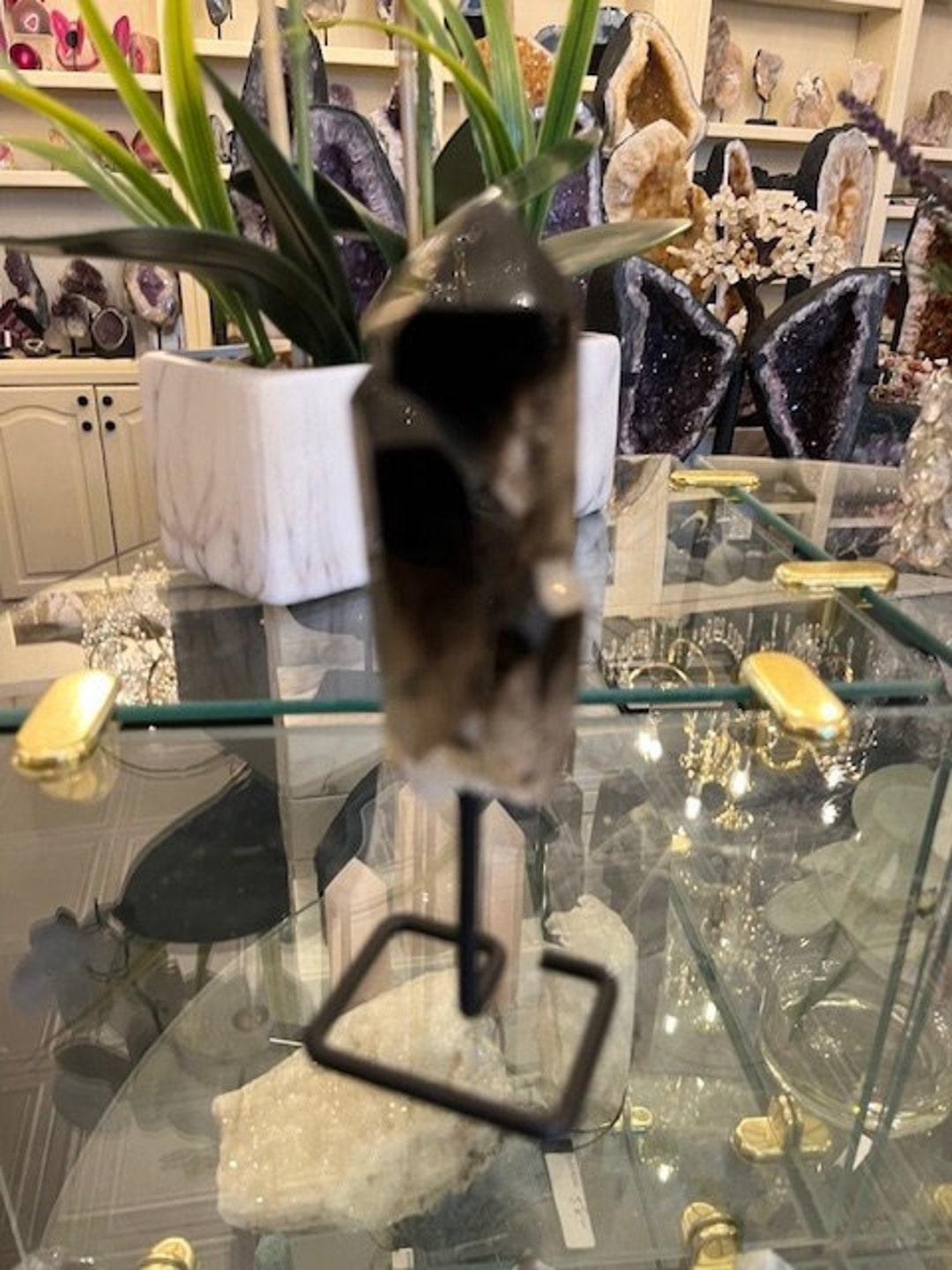 Smoky Quartz, on Metal Stand, Grounding Crystal, Calming Crystal ...
