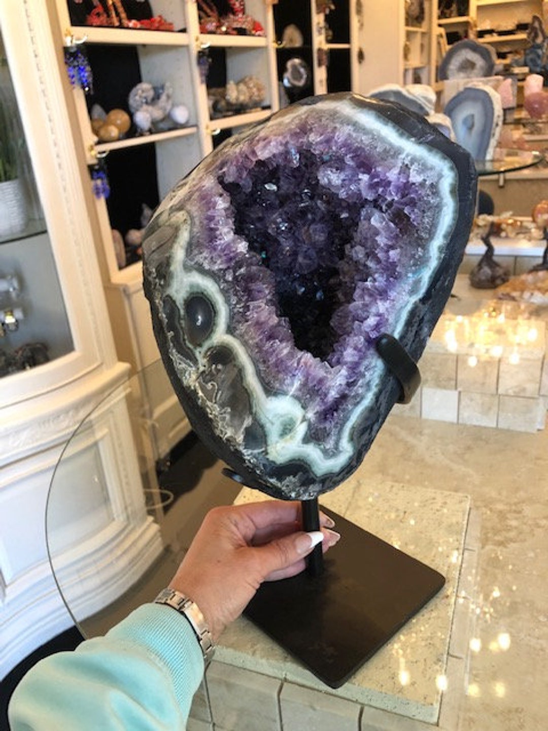 STUNNING Amethyst, LARGE Amethyst on Metal Stand., Amethyst, Healing ...