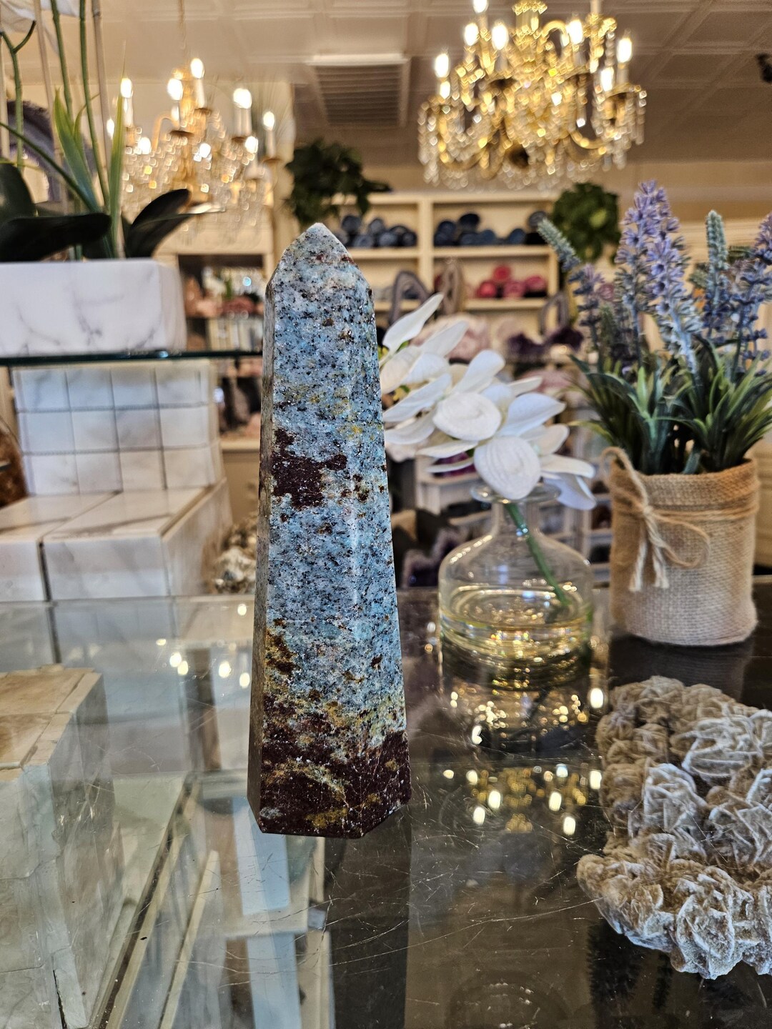 Amazonite and Garnet, Point, Obelisk, Tower, Pillar, Healing Stone ...