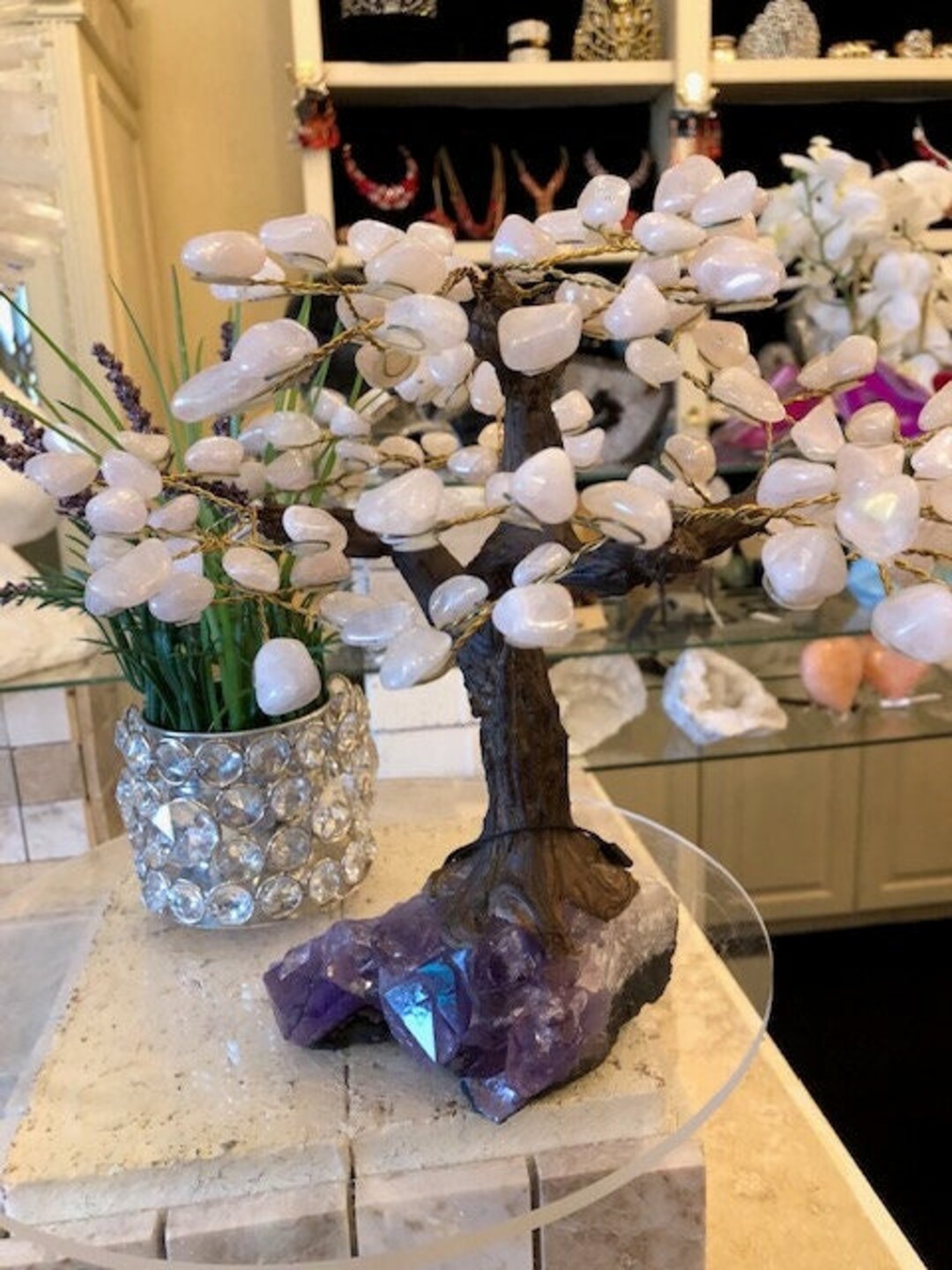 Aura Rose Quartz Tree of Life Tree Amethyst Base Healing - Etsy