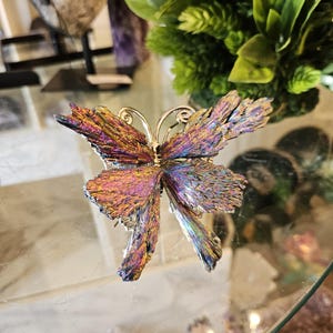 Crystal Butterfly, Kyanite and Titanium, Butterfly, on Metal Stand ...