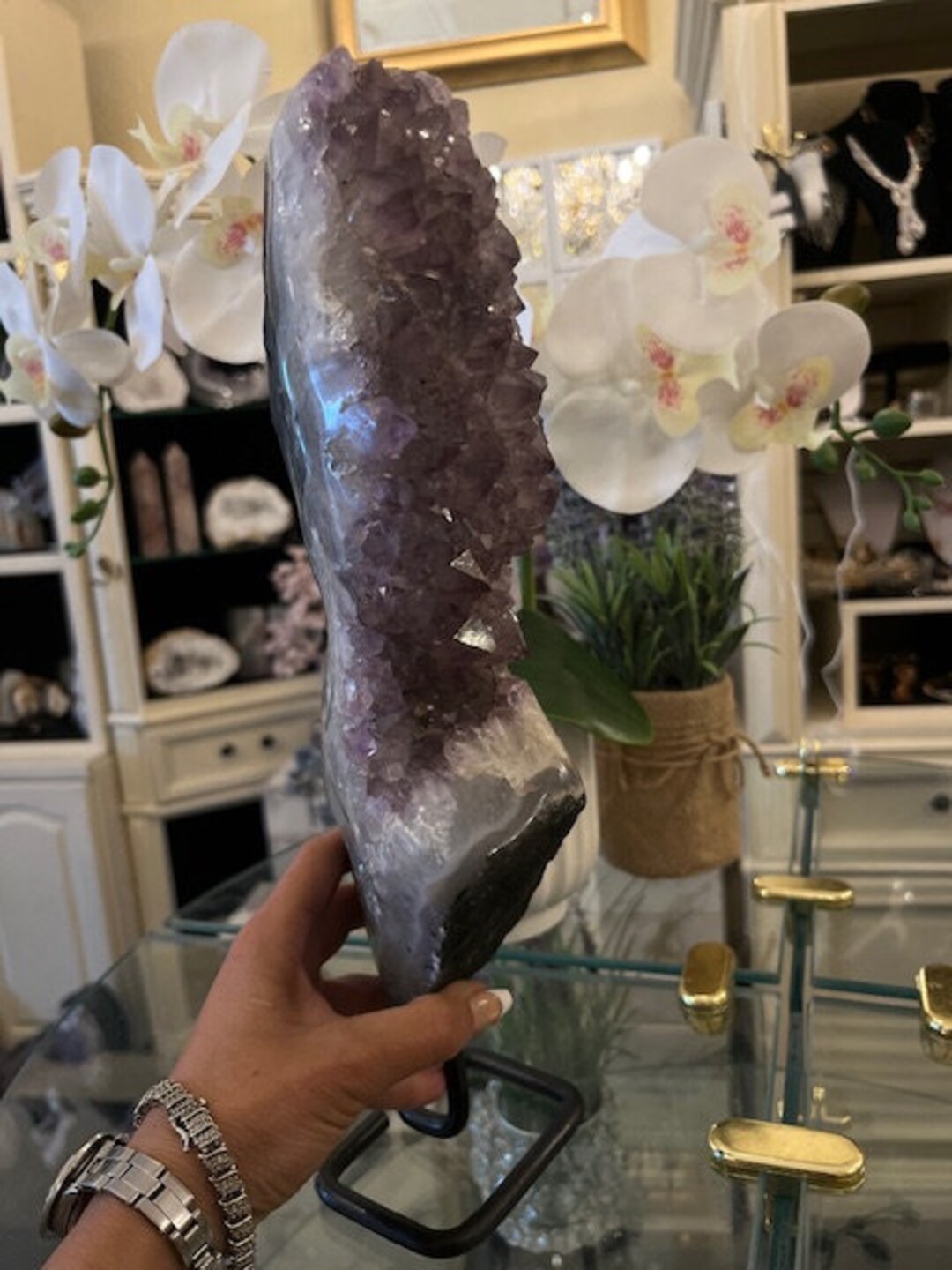 Amethyst, on Metal Stand, Healing Crystal, Home Decor, Gift (74A) - Etsy