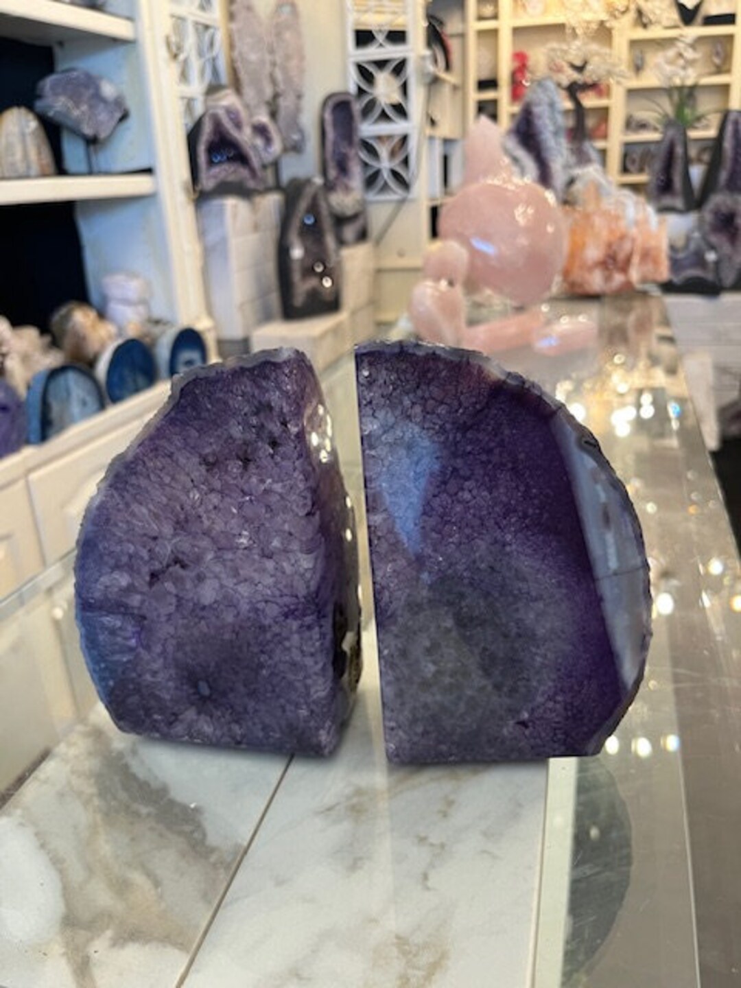 Purple Bookends, Agate Bookends, Healing Crystal, Home Decor, Gift 113 ...