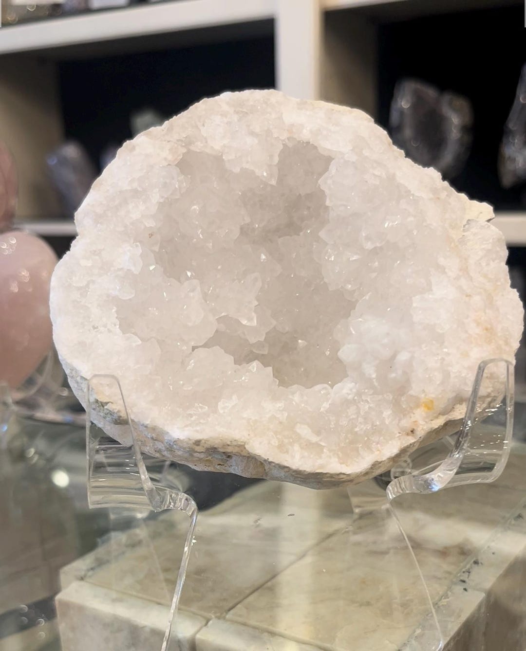 Snowy Quartz, Clear Quartz, Geode, White Crystal, Healing Crystal, Home ...