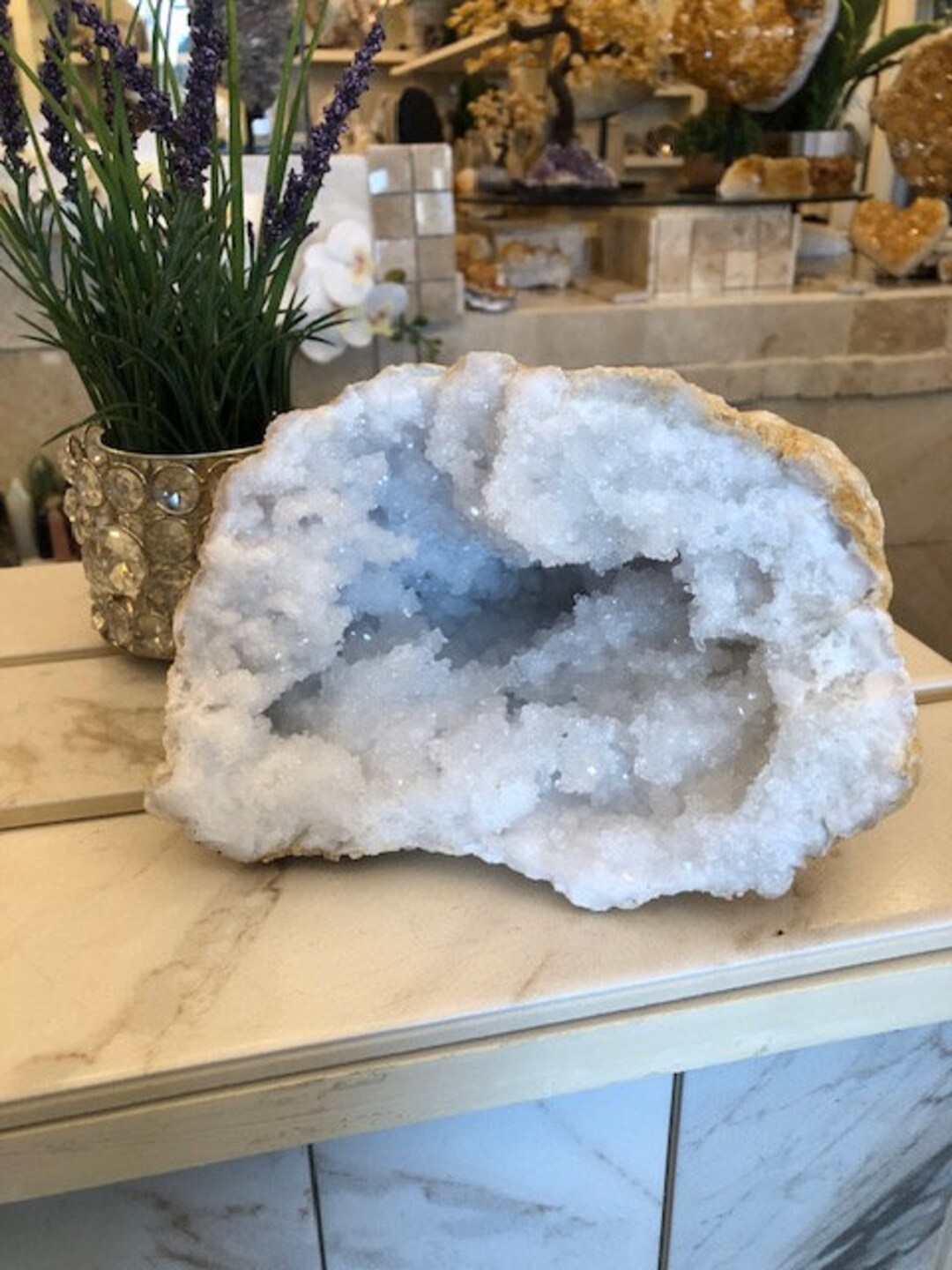 Clear Quartz, Geode, Snowy Quartz, Healing Crystal, Home Deocr 192 - Etsy