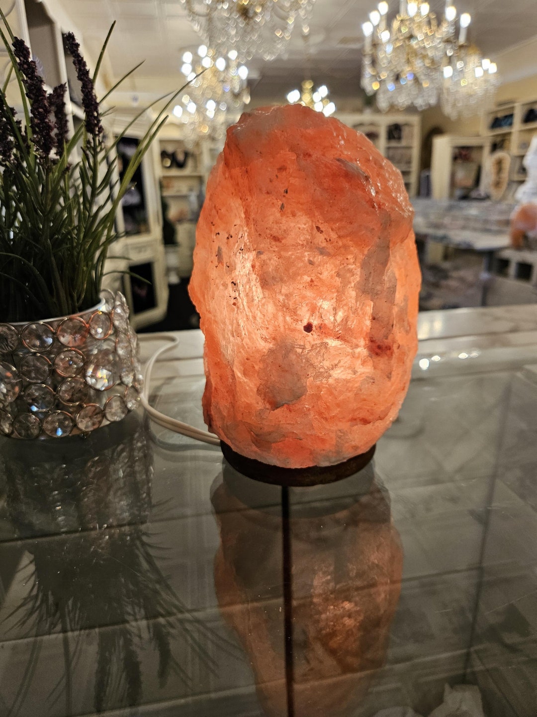 Himalayan Salt Lamp, Cord , Bulb, Rose Wood Base 210 - Etsy