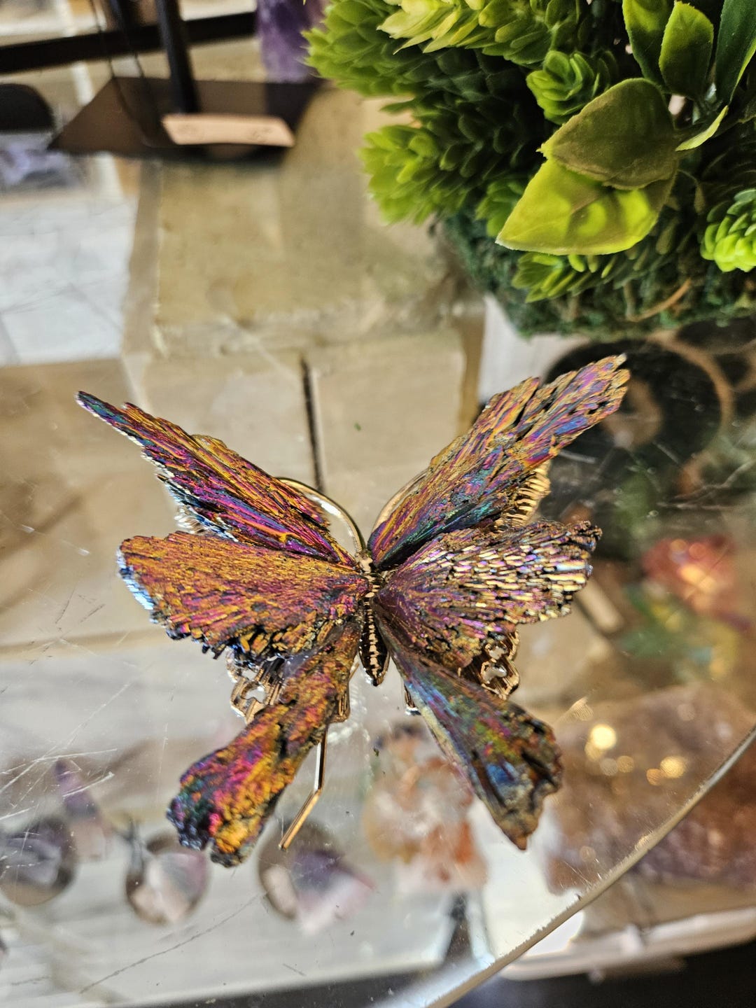 Crystal Butterfly, Kyanite and Titanium, Butterfly, on Metal Stand ...