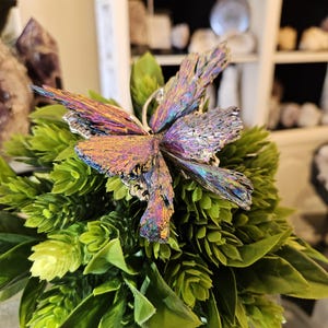 Crystal Butterfly, Kyanite and Titanium, Butterfly, on Metal Stand ...