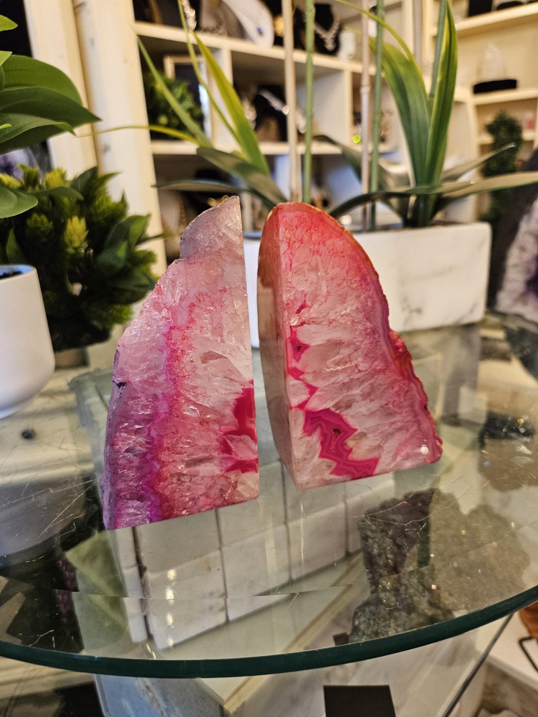 Pink Bookends, Agate Bookends, Crystal Bookends, Healing Crystal, Home ...