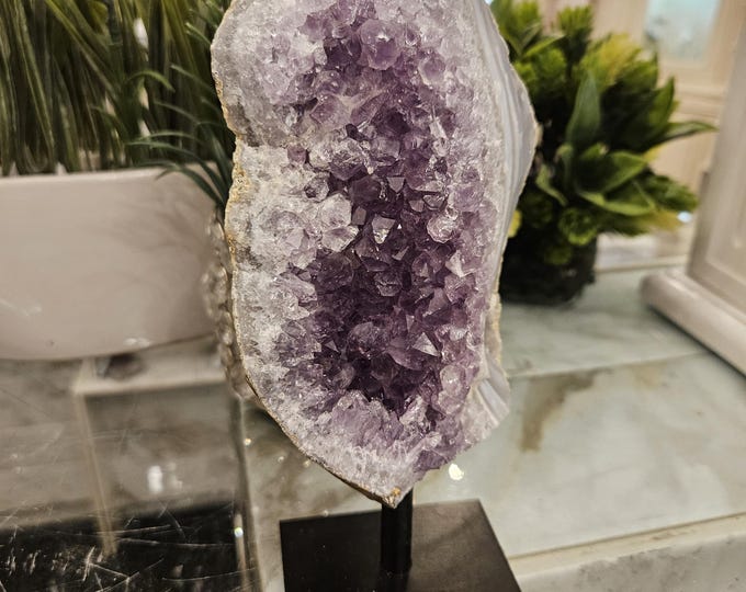 Amethyst, Amethyst on Metal Stand, Amethyst Quartz, Druzy Geode ...