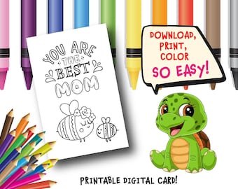 Printable MOTHER'S DAY Card, Printable Coloring Card I Love You Mom ...