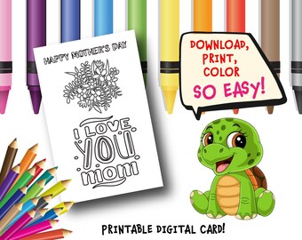Printable MOTHER'S DAY Card, Digital Coloring Card, Printable Card, You ...