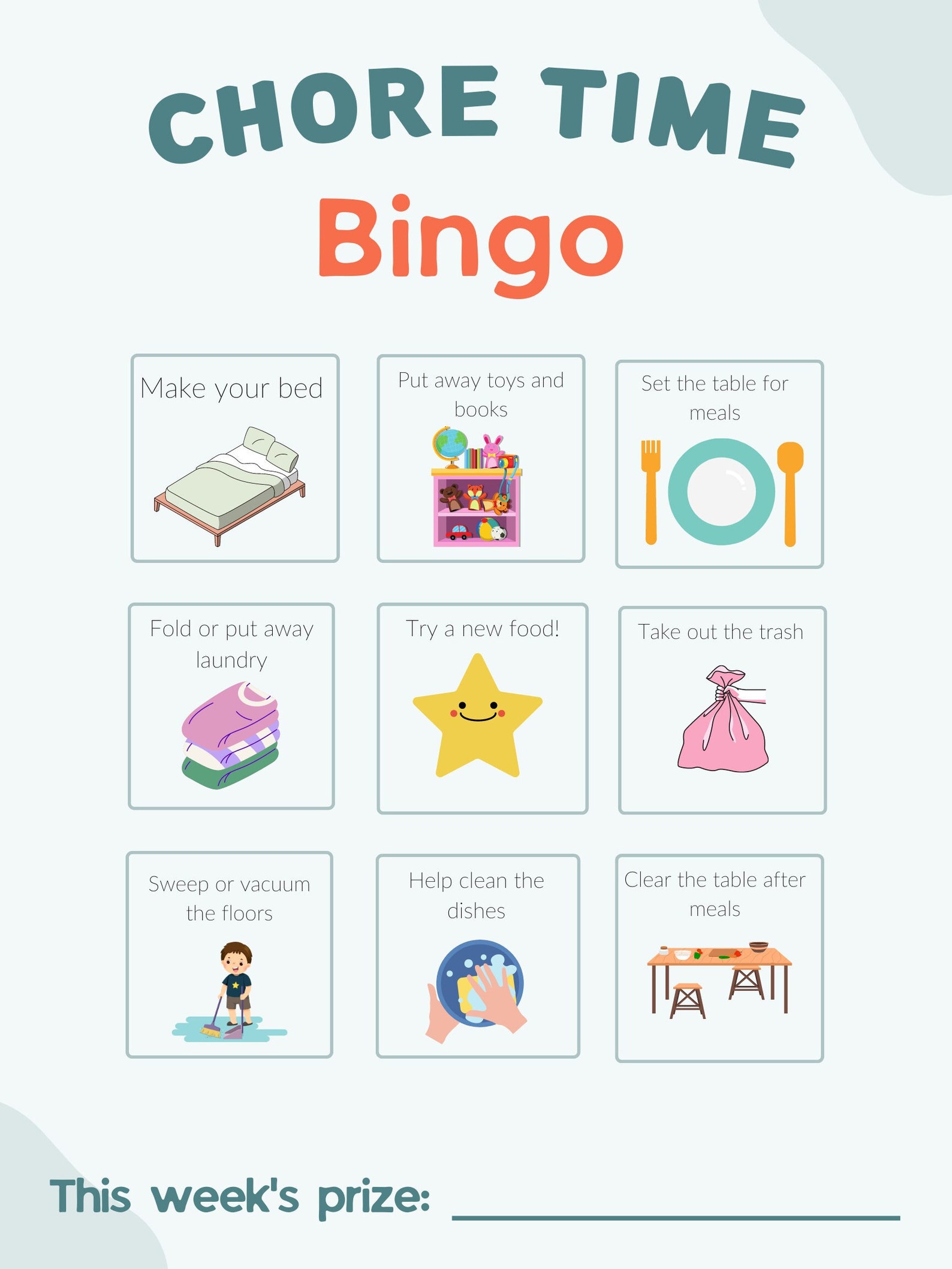 Chore Chart for Kids: Bingo - Etsy UK