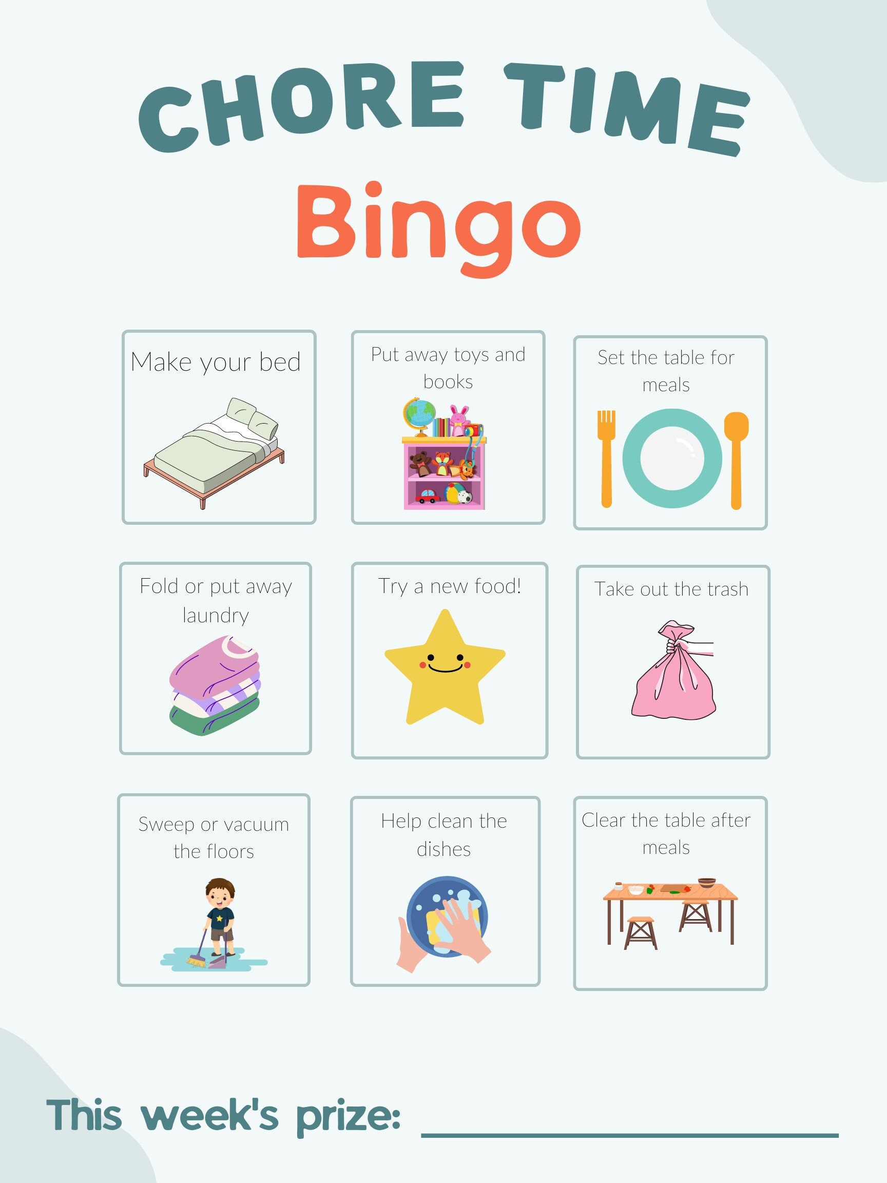 Chore Chart for Kids: Bingo - Etsy