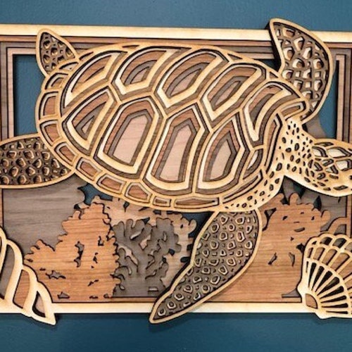 Multilayer Wood Art: Sea Turtle Scene Wood Wall Decor Wall - Etsy