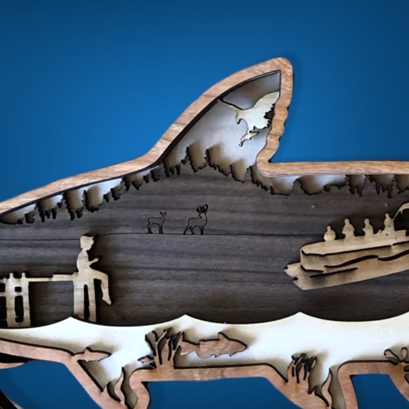 Multilayer Wood Art: Catfishin' Catfish Wood Wall Decor, Wall Art, Sign ...