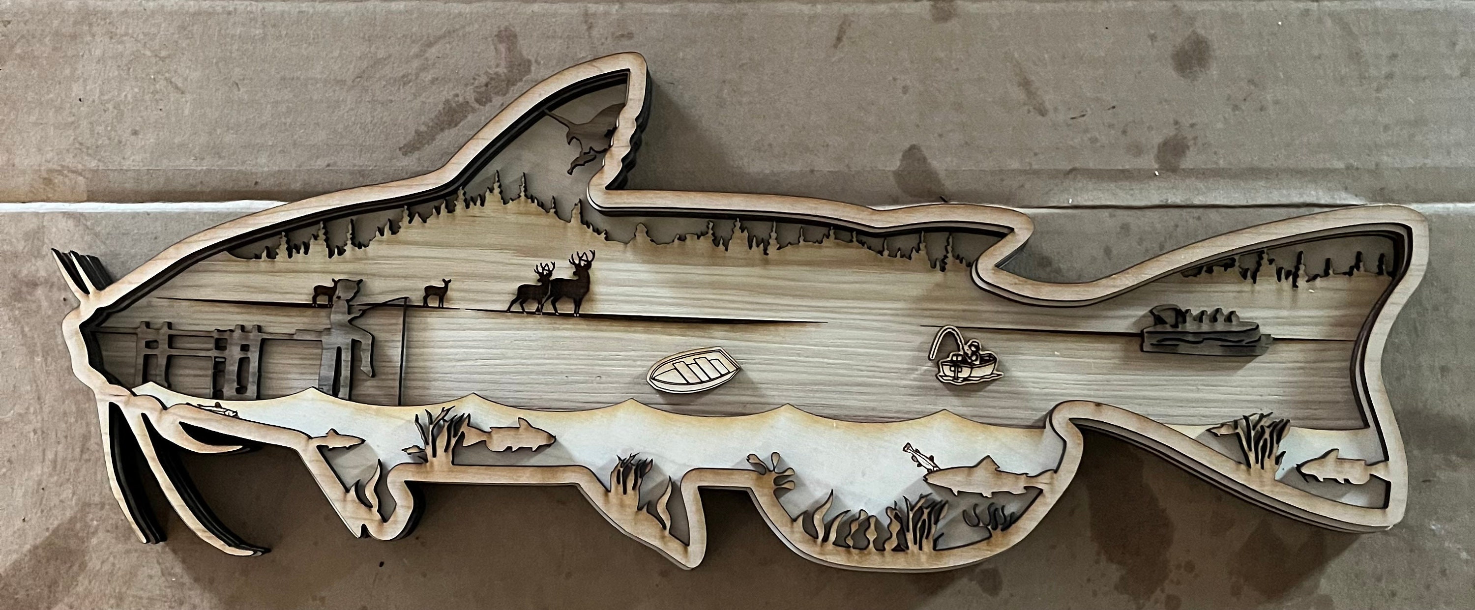Multilayer Wood Art: Catfishin' Catfish Wood Wall Decor, Wall Art, Sign ...