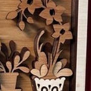 Multilayer Wood Artl Potted Plants, Wall Hanging, Wall Sign, Nature Art ...