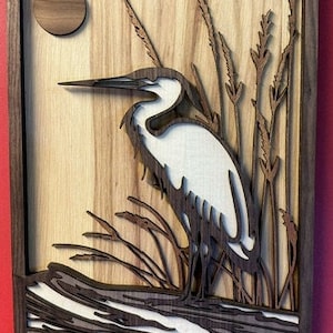 Multilayer Wood Art: Heron Wood Wall Decor, Wall Art, Sign, Wall ...