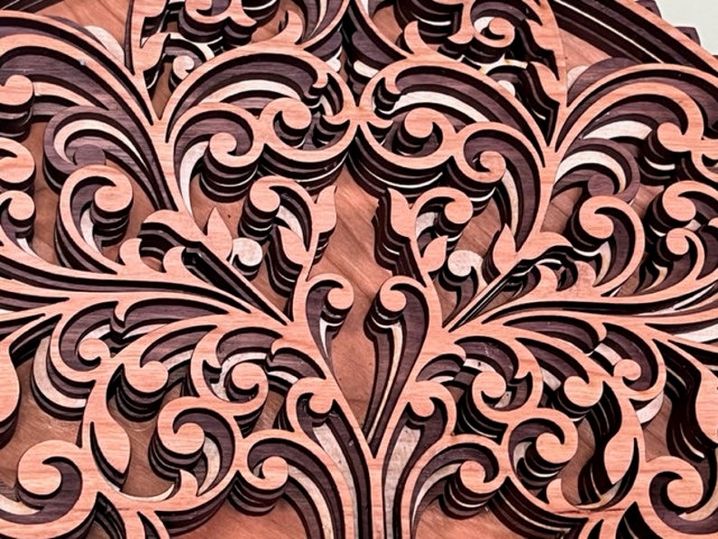 Multilayer Wood Art: Fancy Flowing Tree Wood Wall Decor Wall - Etsy