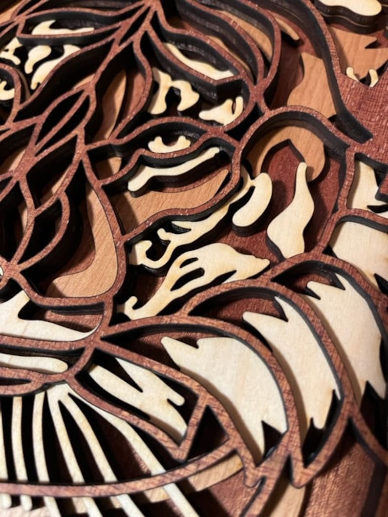 Multilayer Wood Wall Art: Tranquil Tiger Wood Wall Decor Wall - Etsy