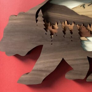 Multilayer Wood Art: Bear Scene Wood Wall Decor, Wall Art, Sign, Wall ...