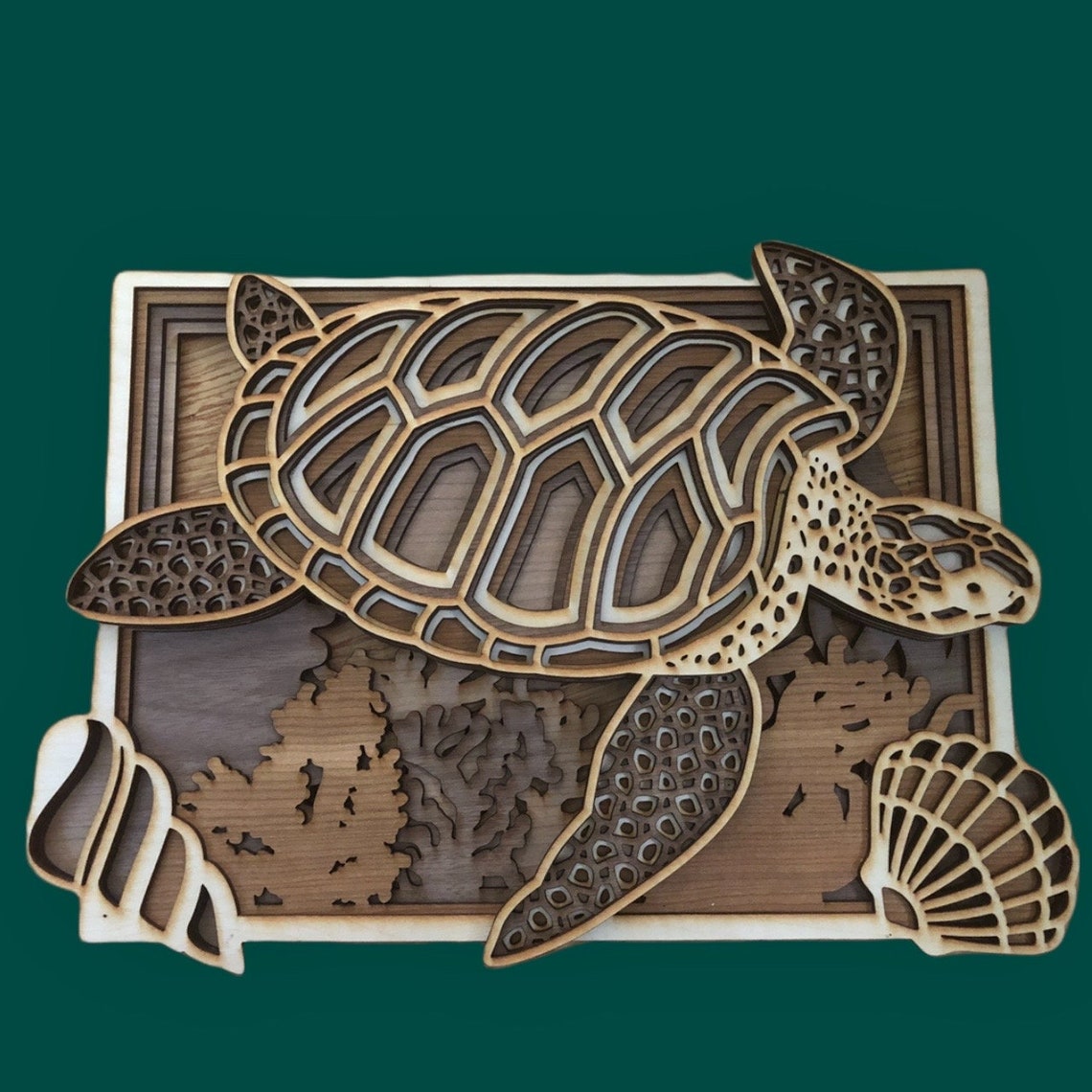 Multilayer Wood Art: Sea Turtle Scene Wood Wall Decor Wall - Etsy