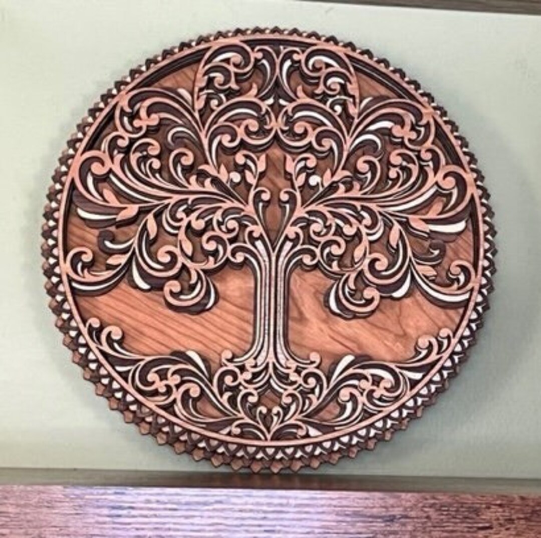 Multilayer Wood Art: Fancy Flowing Tree Wood Wall Decor, Wall Art, Sign ...