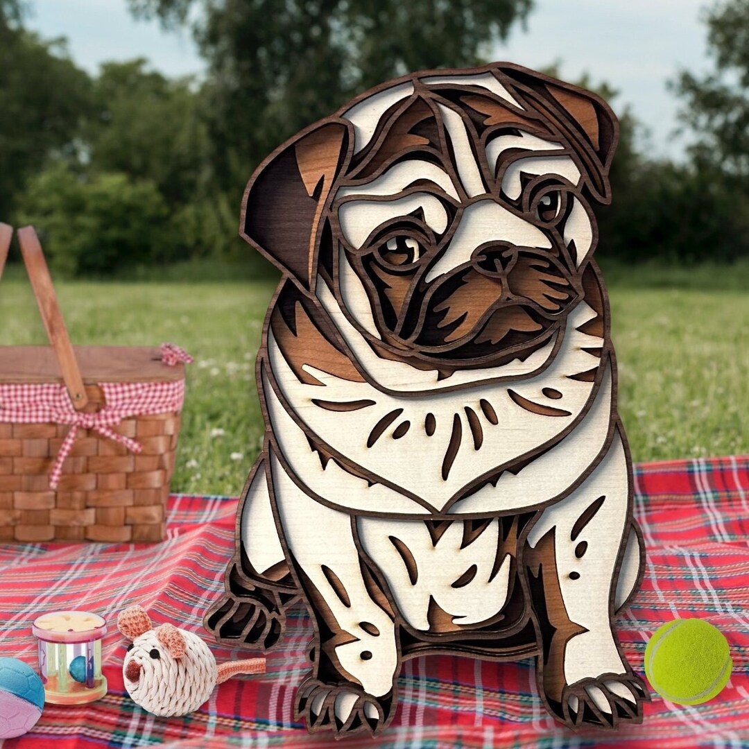 Multilayer Wood Pug Wall Art: Home Decor Sign - Etsy