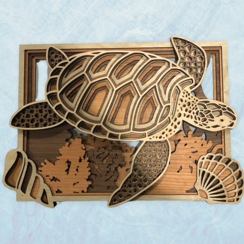 Multilayer Wood Art: Sea Turtle Scene Wood Wall Decor Wall - Etsy