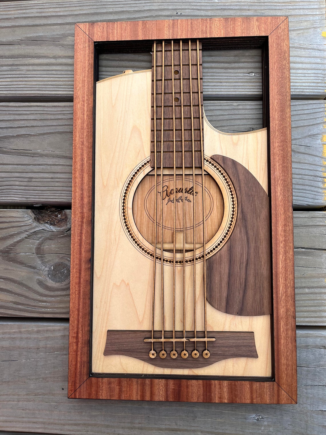 Multilayer Wood Art: Acoustic Guitar 3D Wood Wall Hanging - Etsy