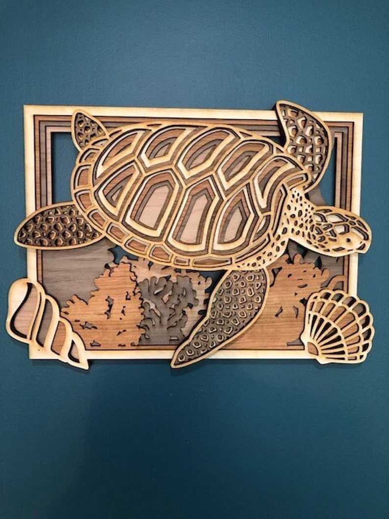 Multilayer Wood Art: Sea Turtle Scene Wood Wall Decor Wall - Etsy
