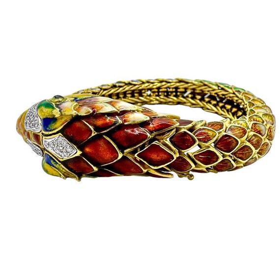 Fabulous Serpent Motif 18K Gold, Enamel And Diamond F… - Gem