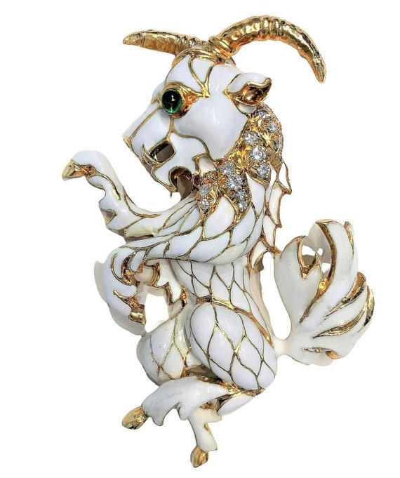 Grand Scale "Pan" Mythical Creature in 18K Gold, Enam… - Gem